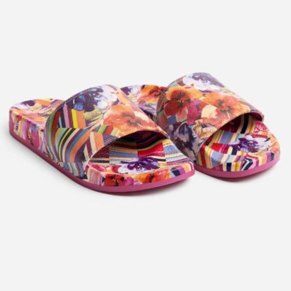 Johnny Was | Shoes | New Johnny Was Floral Striped Pool Slides Multi ...